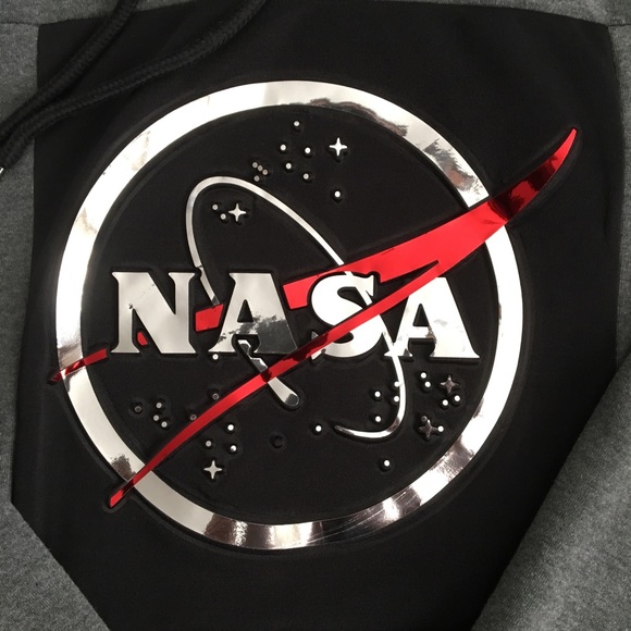 Lr Scoop | Sweaters | Nasa Silver Trim Sweatshirt Embossedhoodie | Poshmark